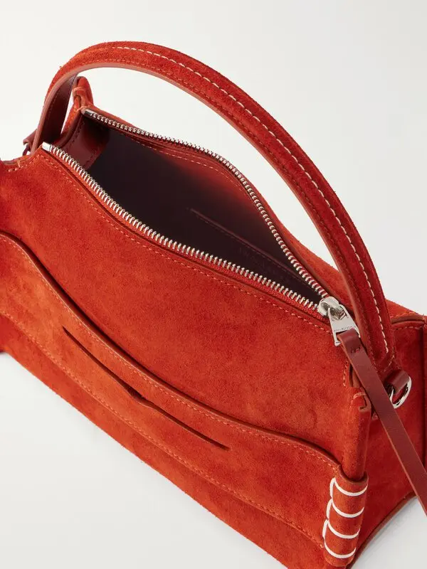 JW Anderson Loafer Small Suede Shoulder Bag - Orange