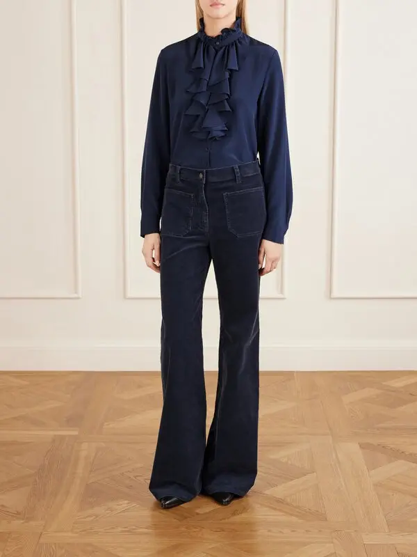 NILI LOTAN Florence Cotton-blend Corduroy Flared Pants