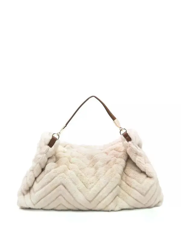 Liu Jo Chevron Faux-fur Shoulder Bag - Neutrals