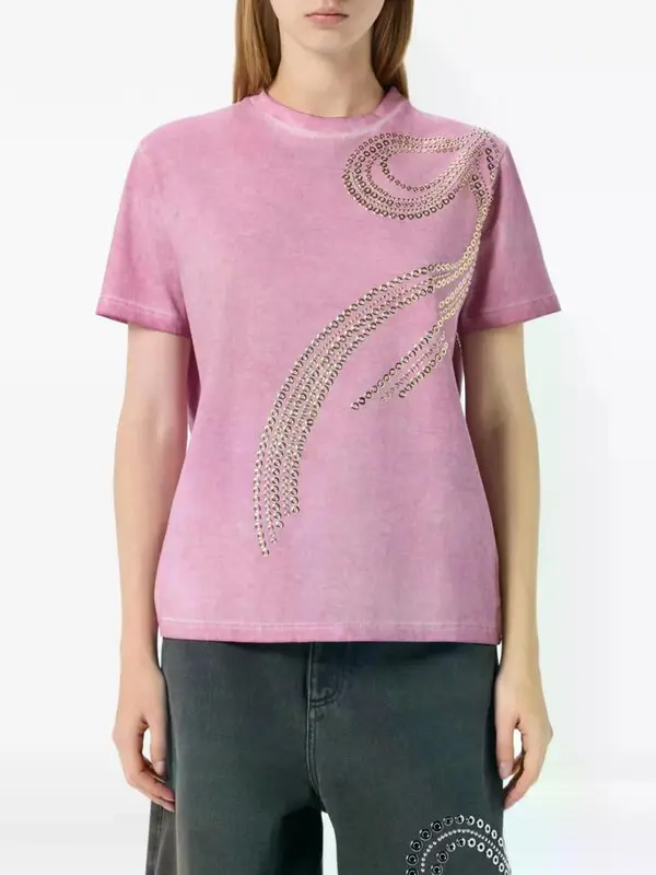 Blumarine Embellished Eyelet-detail T-shirt