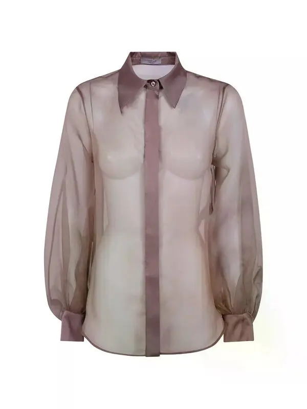 D.exterior Silk Organza Long-sleeve Shirt