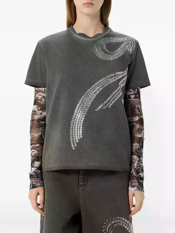 Blumarine Stud-embellished Eyelet T-shirt