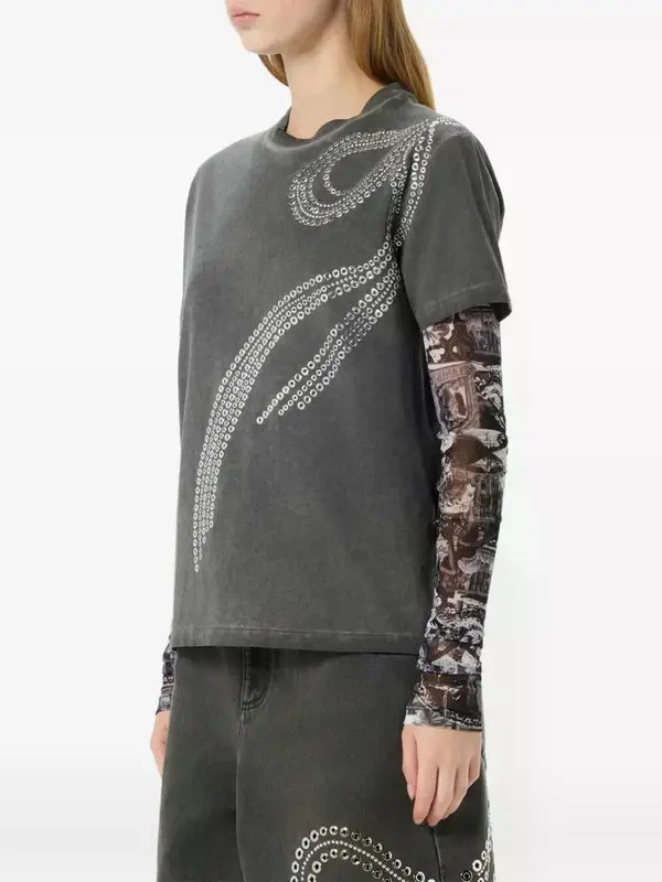 Blumarine Stud-embellished Eyelet T-shirt