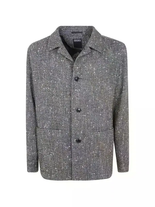 Zegna Herringbone-weave Button-up Shirt Jacket
