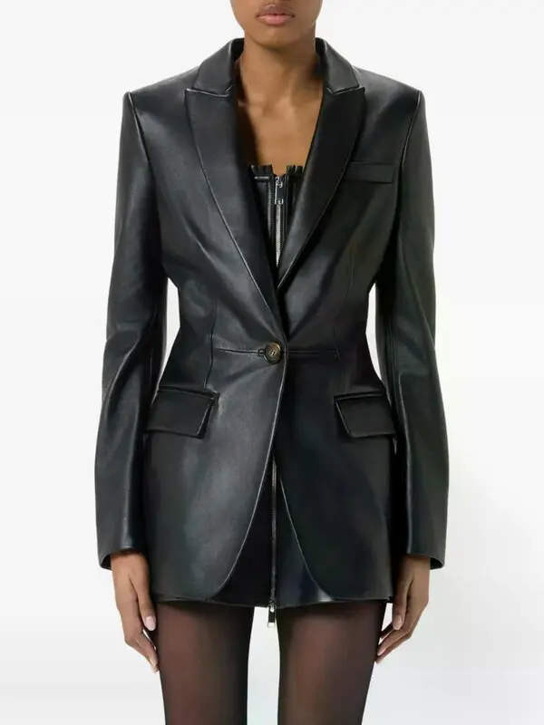 Blumarine Single-breasted Leather Jacket