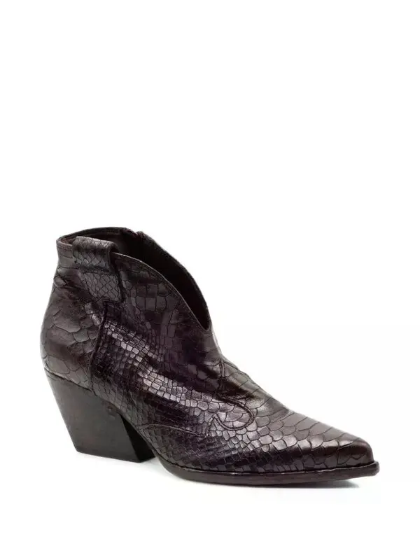 Elena Iachi Reptile-print Leather Ankle Boots