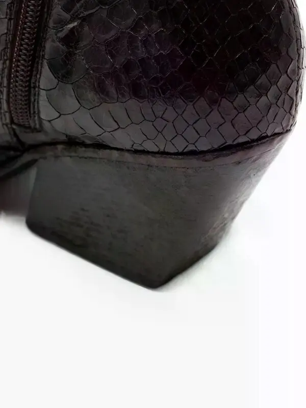 Elena Iachi Reptile-print Leather Ankle Boots
