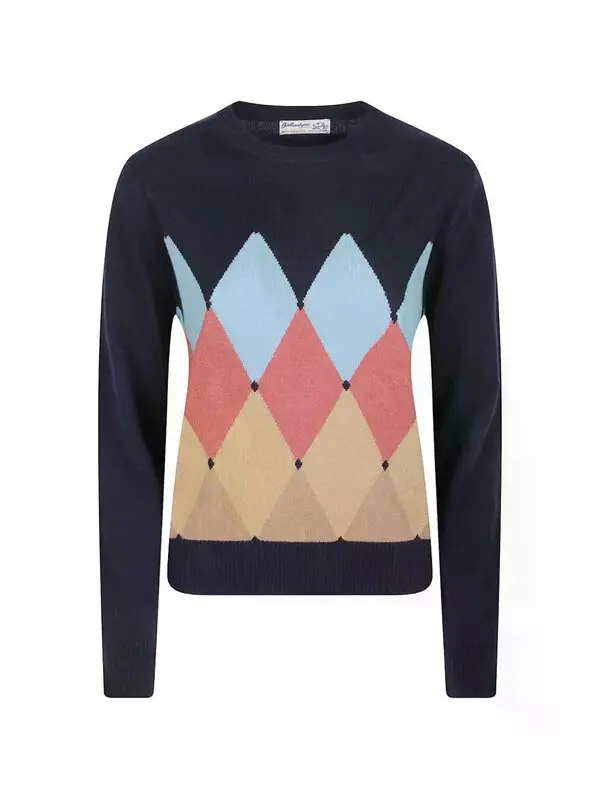 BALLANTYNE Argyle-intarsia Cashmere Sweater - Blue