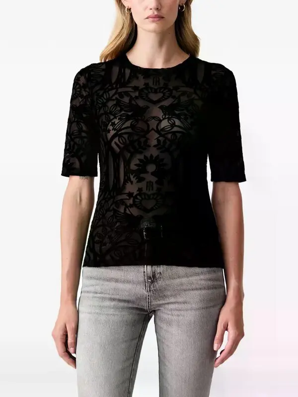 FRACOMINA Velvet-flocked T-shirt - Black