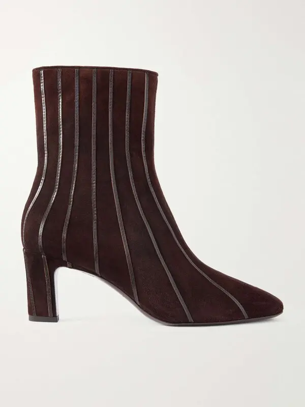 HERBERT LEVINE A Fine Line 65 Leather-trimmed Suede Ankle Boots - Chocolate