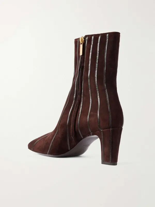 HERBERT LEVINE A Fine Line 65 Leather-trimmed Suede Ankle Boots - Chocolate