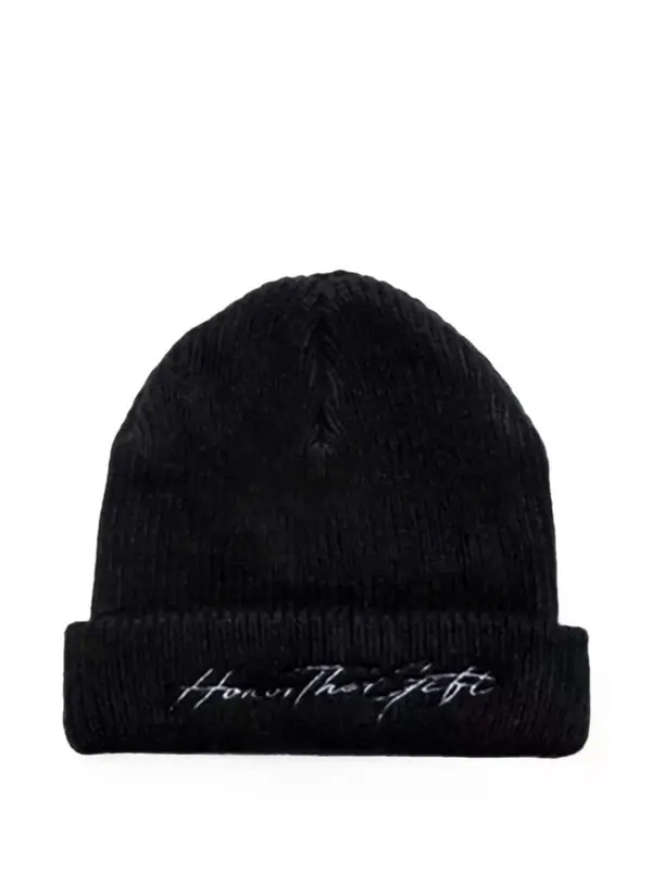 HONOR THE GIFT Logo-embroidered Ribbed Beanie Hat - Black