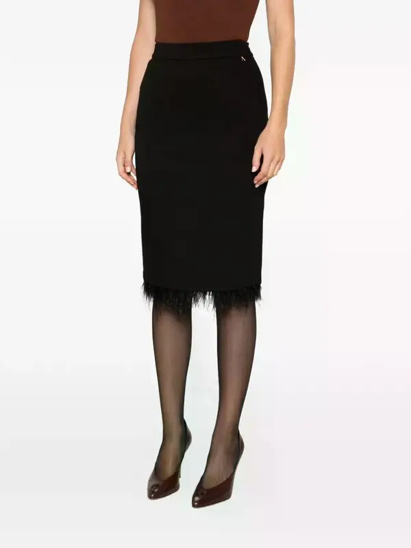 TWINSET Feather-trim Pencil Mid Skirt