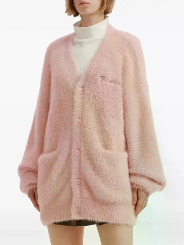 FINGERCROXX Embroidered-logo Fluffy Cardigan