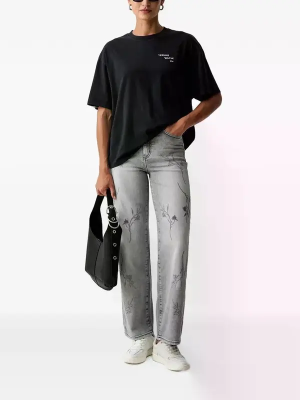 FRACOMINA Floral-embroidered Straight-leg Jeans