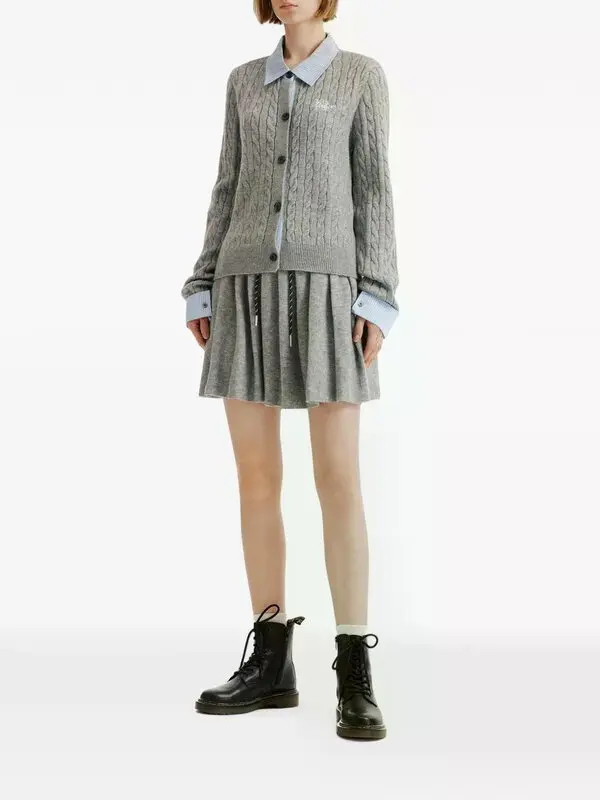MUSIUM DIV. Cable-knit Lcardigan And Mini Skirt Set