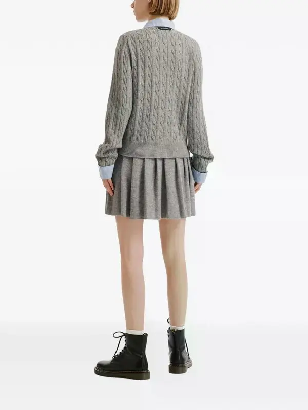 MUSIUM DIV. Cable-knit Lcardigan And Mini Skirt Set