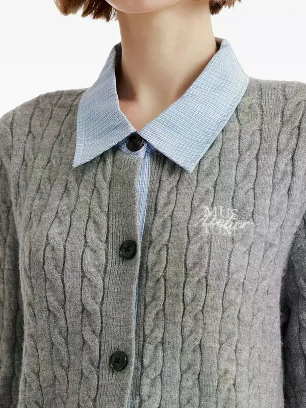 MUSIUM DIV. Cable-knit Lcardigan And Mini Skirt Set