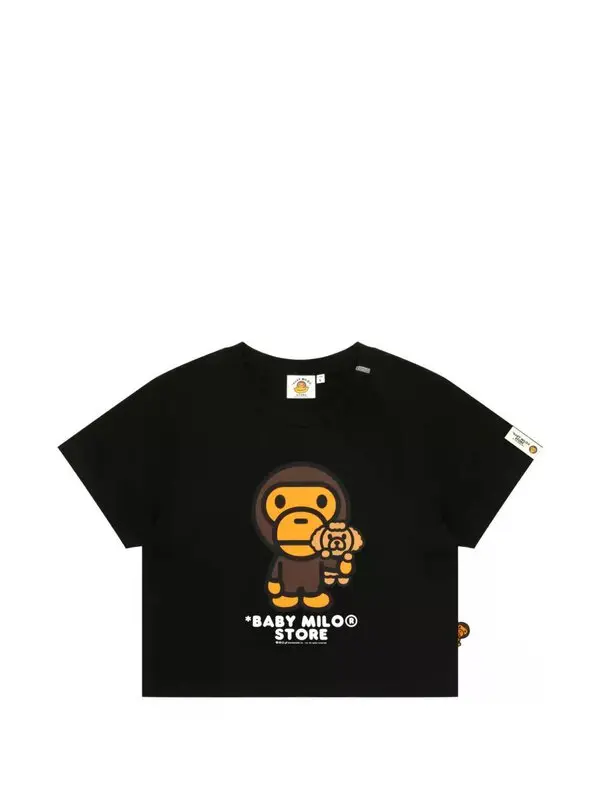 A BATHING APE Baby Milo Graphic-print Cropped T-shirt - Black