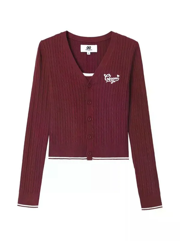 CHOCOOLATE Cable-knit Embroidered Cardigan Set