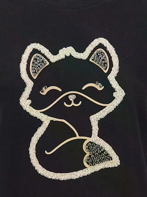 ELENA MIRÒ Fox-embroidery Sequin-embellished T-shirt