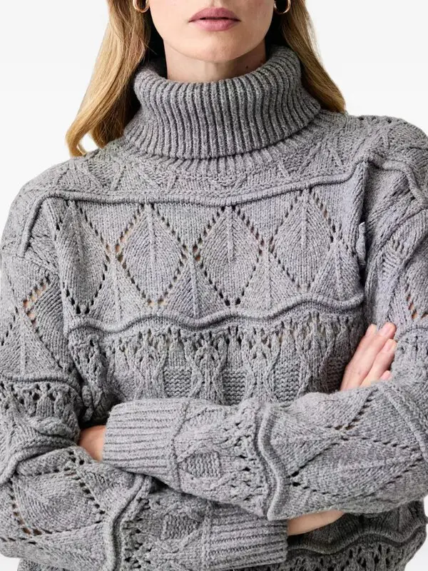 FRACOMINA Pointelle-knit Floral-appliqué Sweater