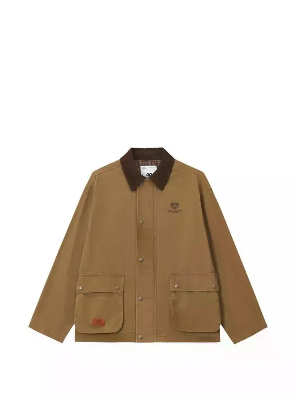 CHOCOOLATE Corduroy-collar Logo-print Jacket - Neutrals