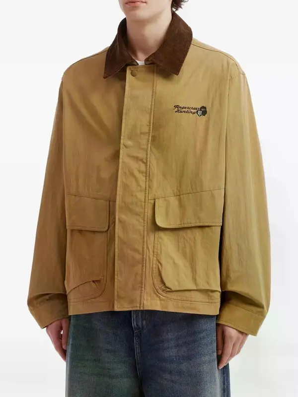 FINGERCROXX Corduroy-collar Logo-embroidered Jacket