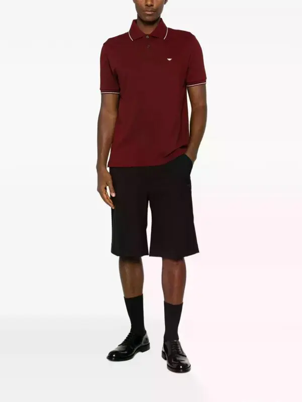 Emporio Armani Logo-embroidered Tipped Polo Shirt - Red