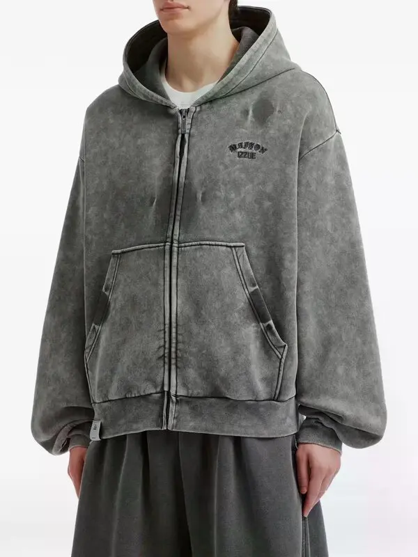 Izzue Logo-embroidered Acid-wash Hoodie