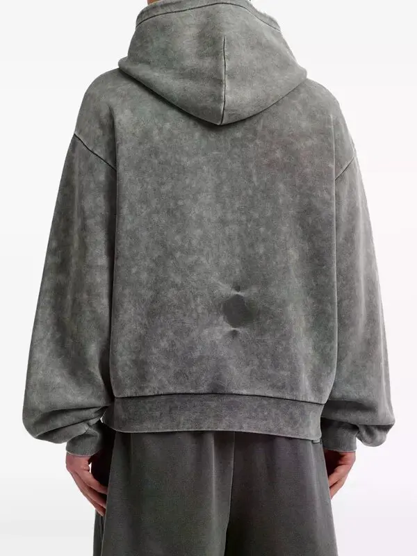 Izzue Logo-embroidered Acid-wash Hoodie