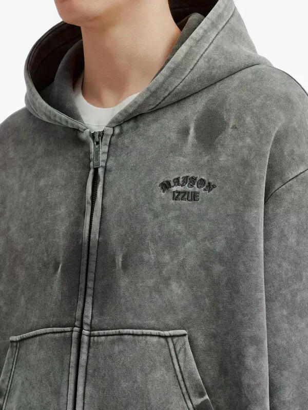 Izzue Logo-embroidered Acid-wash Hoodie