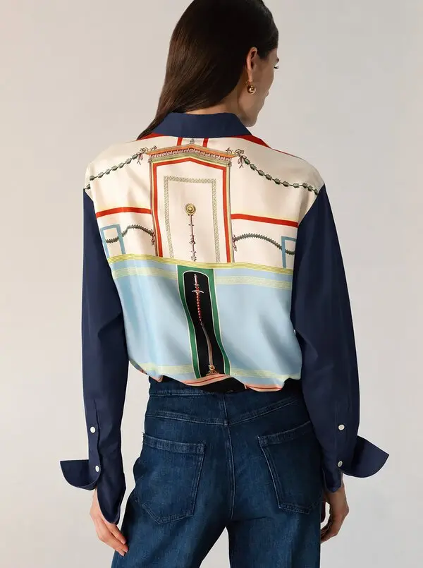 CALLAS MILANO Billie Scarf Back Shirt Navycombo