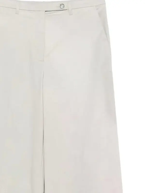 Emporio Armani Wide-leg Cotton Trousers - Neutrals