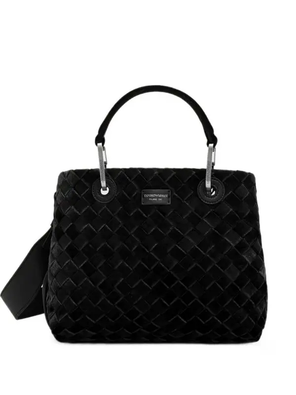 Emporio Armani Woven-effect Tote Bag - Black