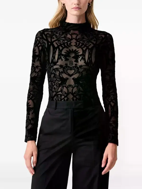 FRACOMINA Velvet-patterned Mesh Body