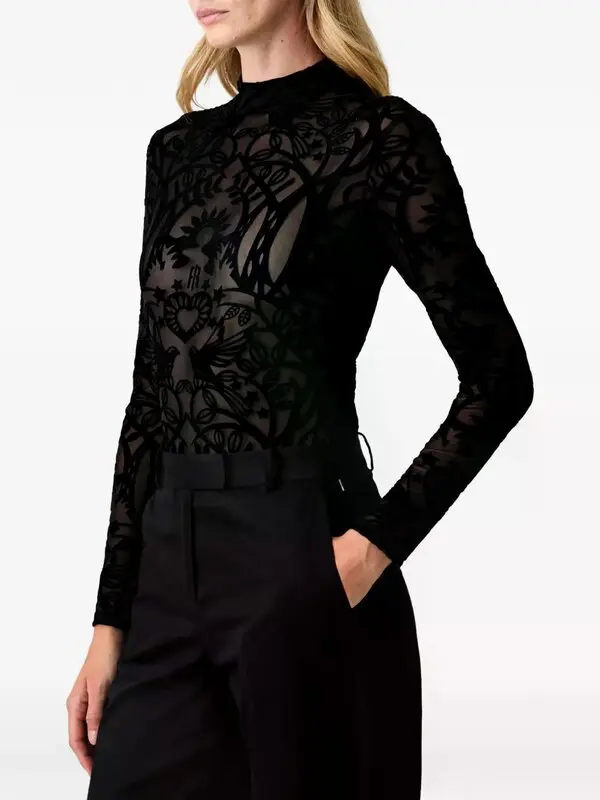 FRACOMINA Velvet-patterned Mesh Body