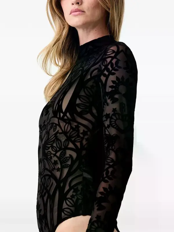 FRACOMINA Velvet-patterned Mesh Body