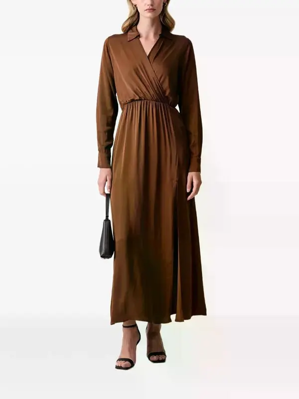 FRACOMINA Wrap-style Slit-detail Maxi Dress - Brown