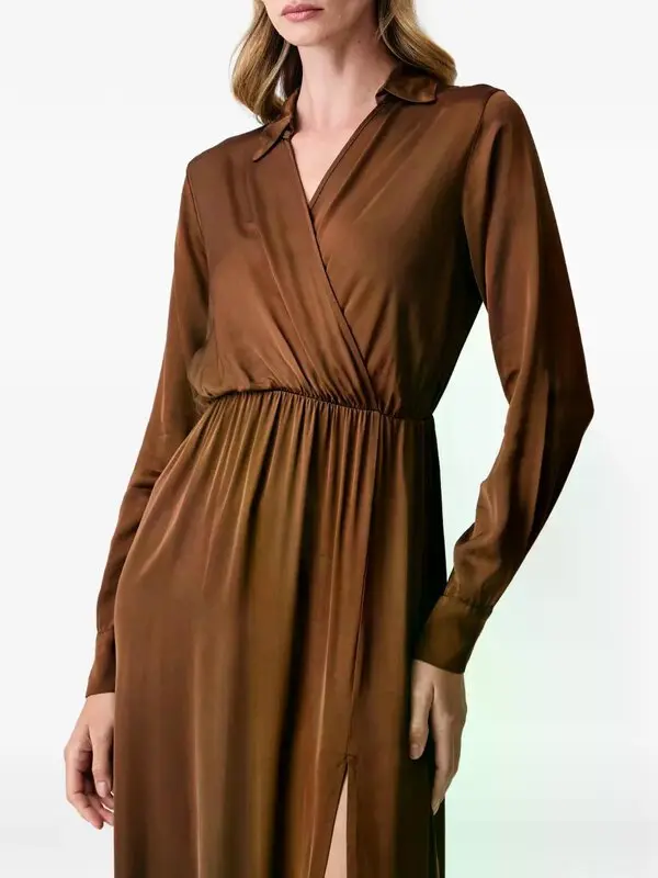 FRACOMINA Wrap-style Slit-detail Maxi Dress - Brown