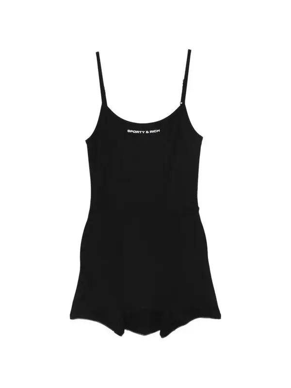 Sporty & Rich Logo-print Playsuit - Black