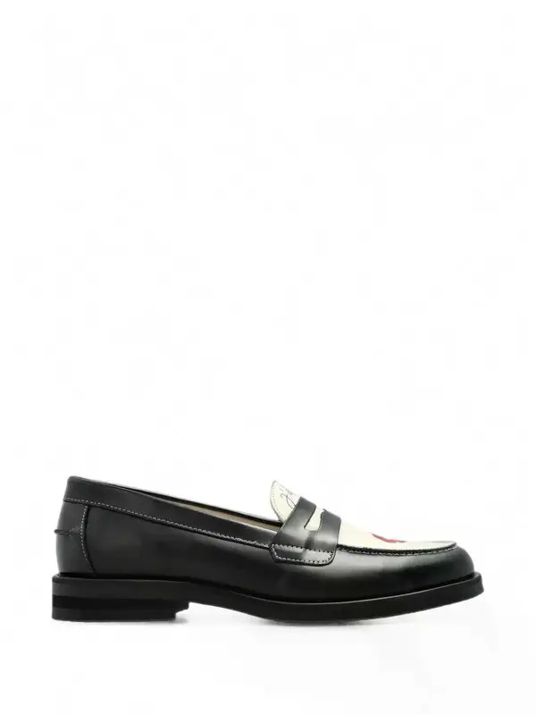 DUKE + DEXTER Wilde Lip-print Leather Loafers