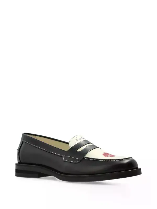 DUKE + DEXTER Wilde Lip-print Leather Loafers