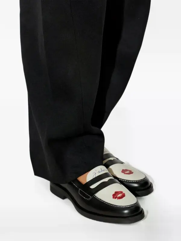 DUKE + DEXTER Wilde Lip-print Leather Loafers