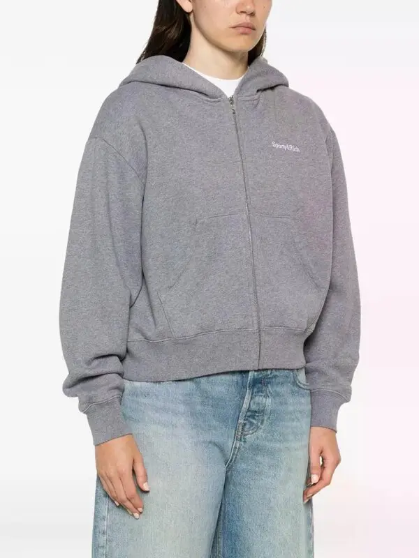 Sporty & Rich Logo-embroidered Zip-up Hoodie