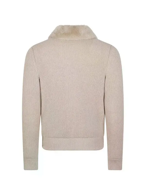 MOORER Shearling-collar Panelled Jacket