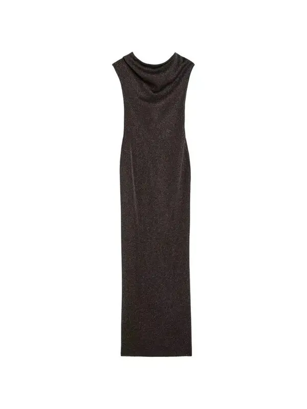 Max Mara Draped Glitter-effect Maxi Dress