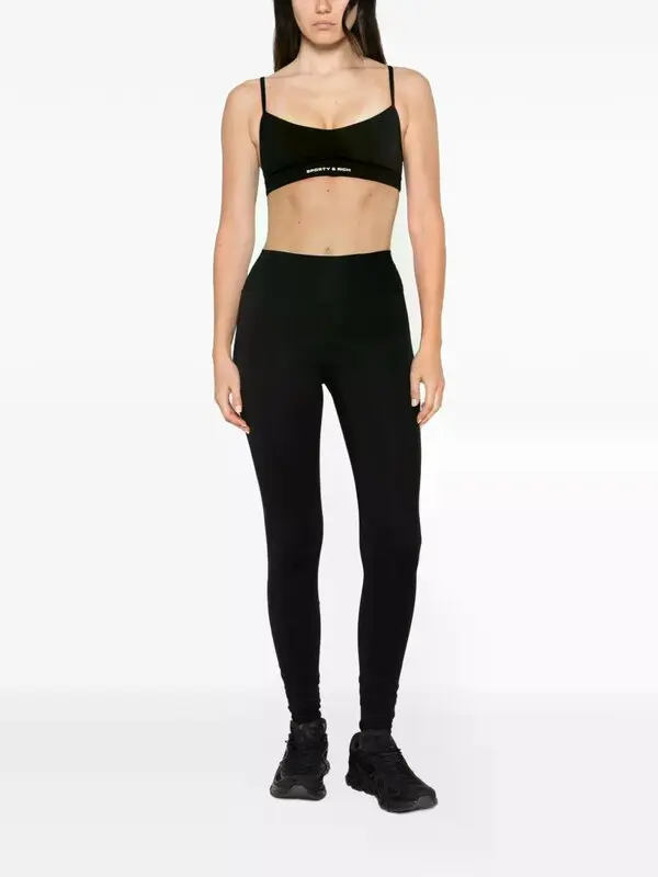 Sporty & Rich Logo-print Ruched Sports Bra - Black