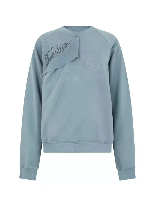 MAISON MARGIELA Logo-print Deconstructed Sweatshirt - Blue