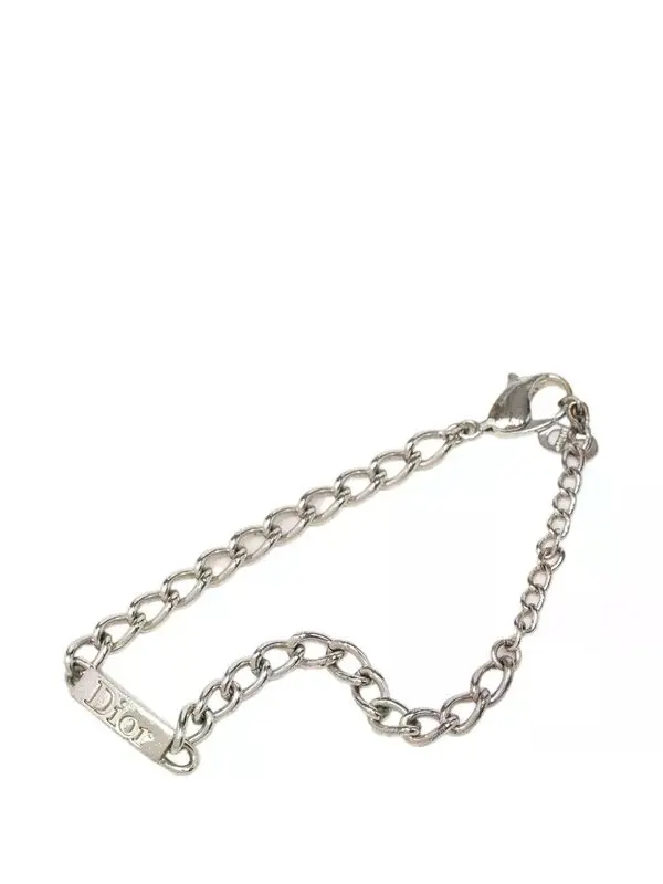 Dior 20th Century Brass Logo Chain Link Bracelet Costume Bracelet - Silver